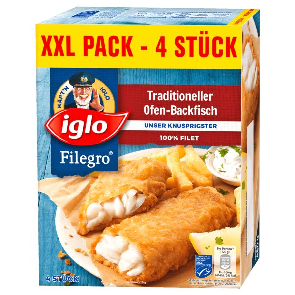 Iglo Filegro Traditional Oven-baked Pollock Filet XXL-Pack - 480 g ...